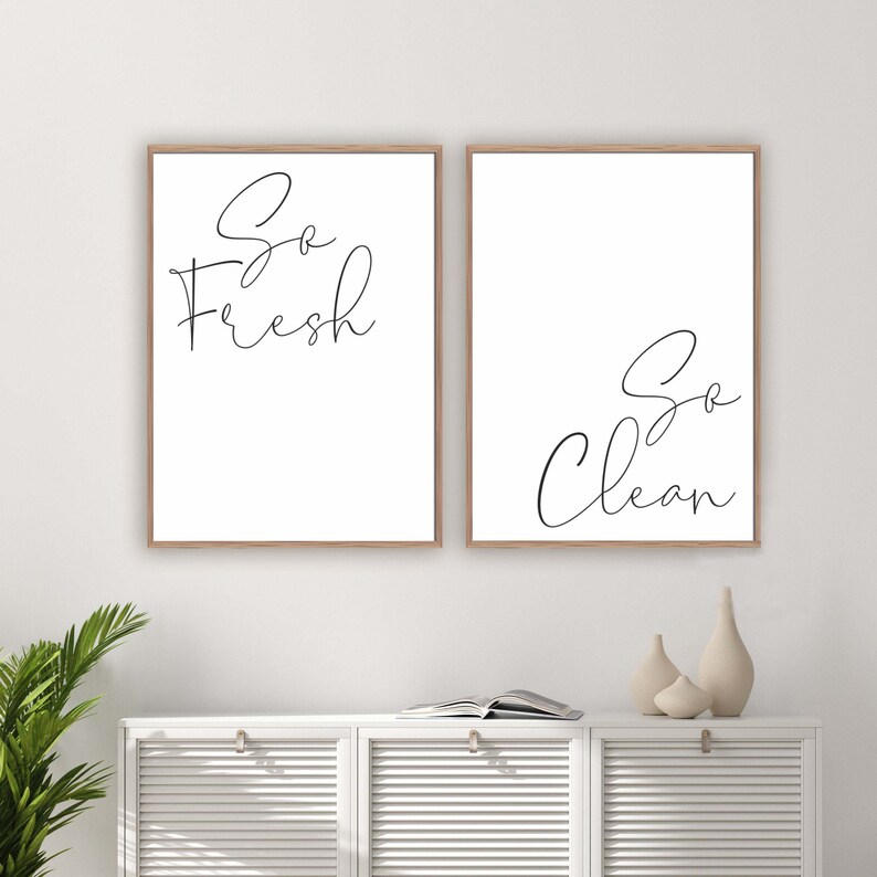 So Fresh so Clean Bathroom Printable Artwork Set of 2,minimal Bath ...