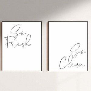 So Fresh so Clean Bathroom Printable Artwork Set of 2,minimal Bath ...