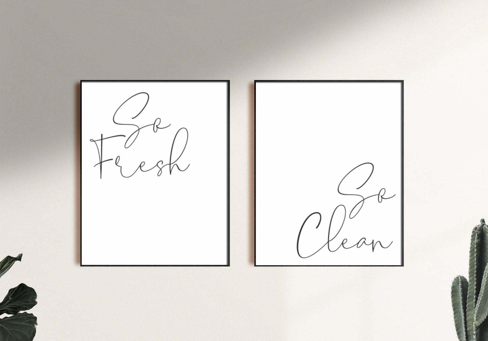 So Fresh so Clean Bathroom Printable Artwork Set of 2minimal | Etsy