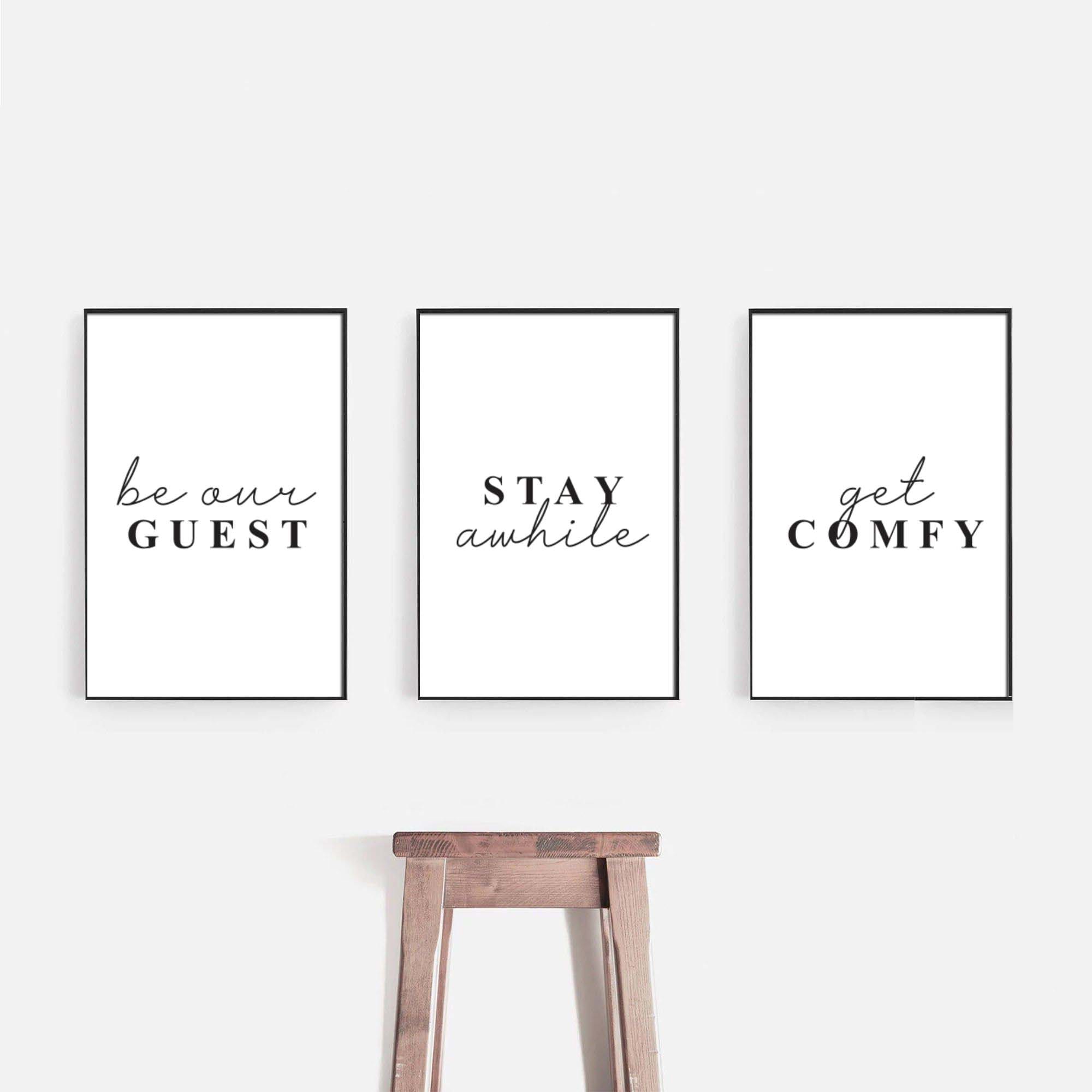 Guest room signs printable set of 3 be our guest stay awhile | Etsy