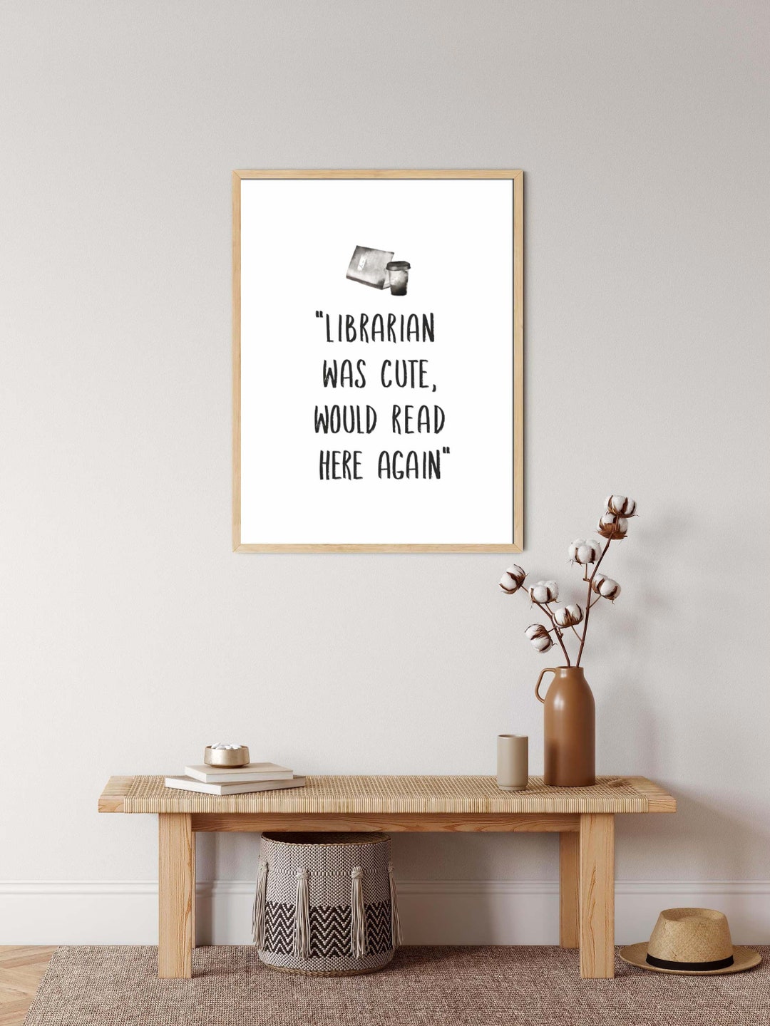 Librarian Was Cute Poster,library Wall Art,bookshelf Decor,funny ...