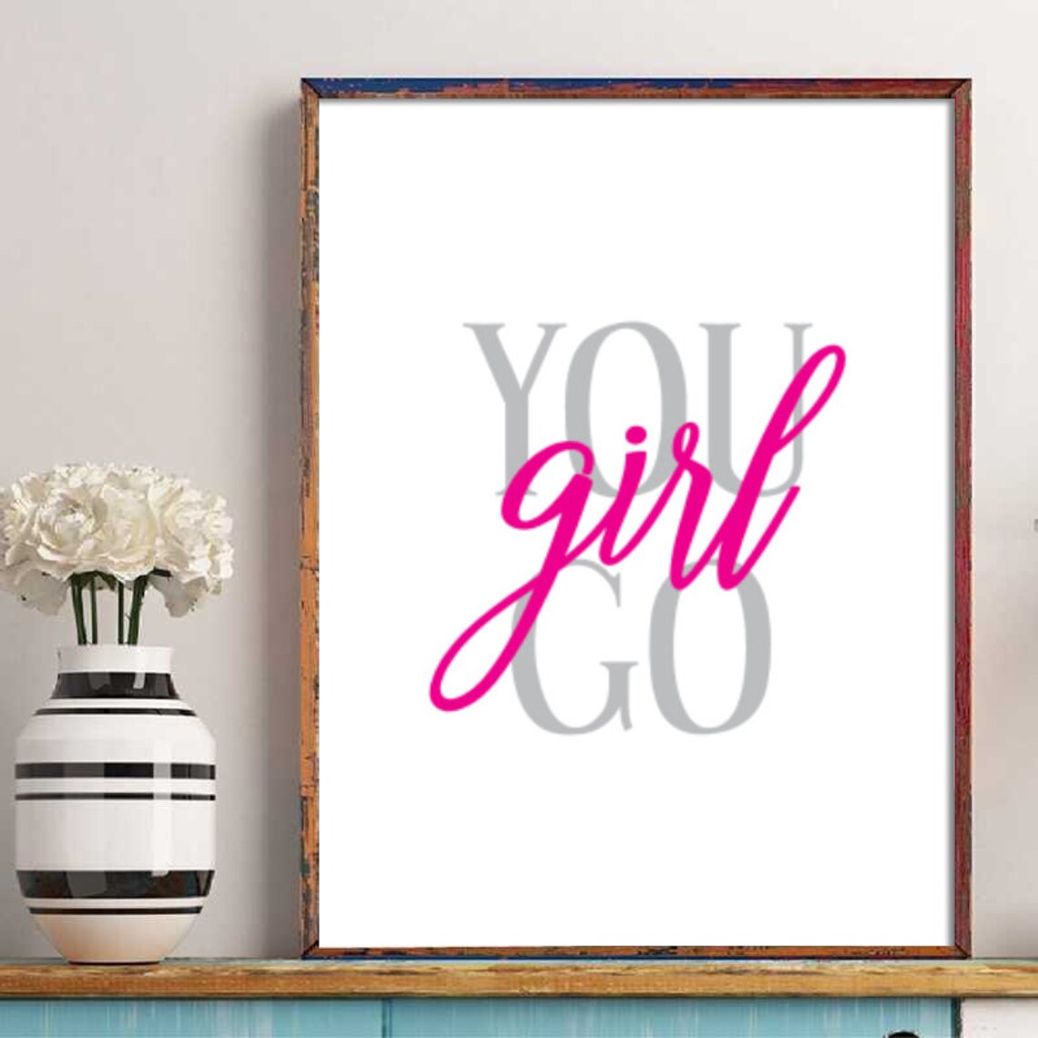You Go Girl Pink Preppy Printableteen Girls Dorm Room - Etsy UK