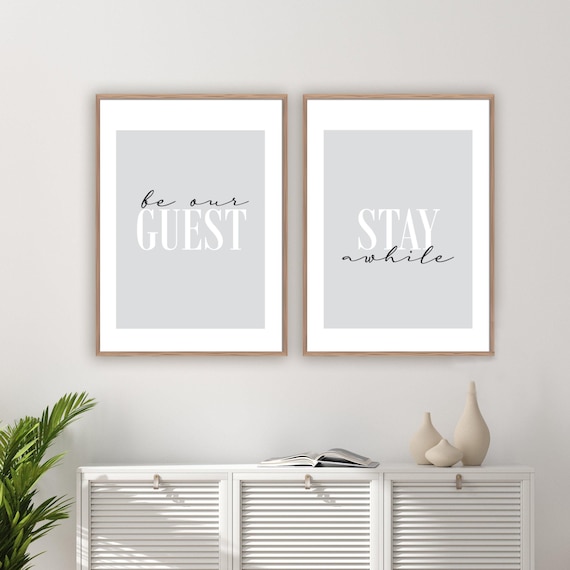 Guest room signs be our guest stay awhile printable set of | Etsy