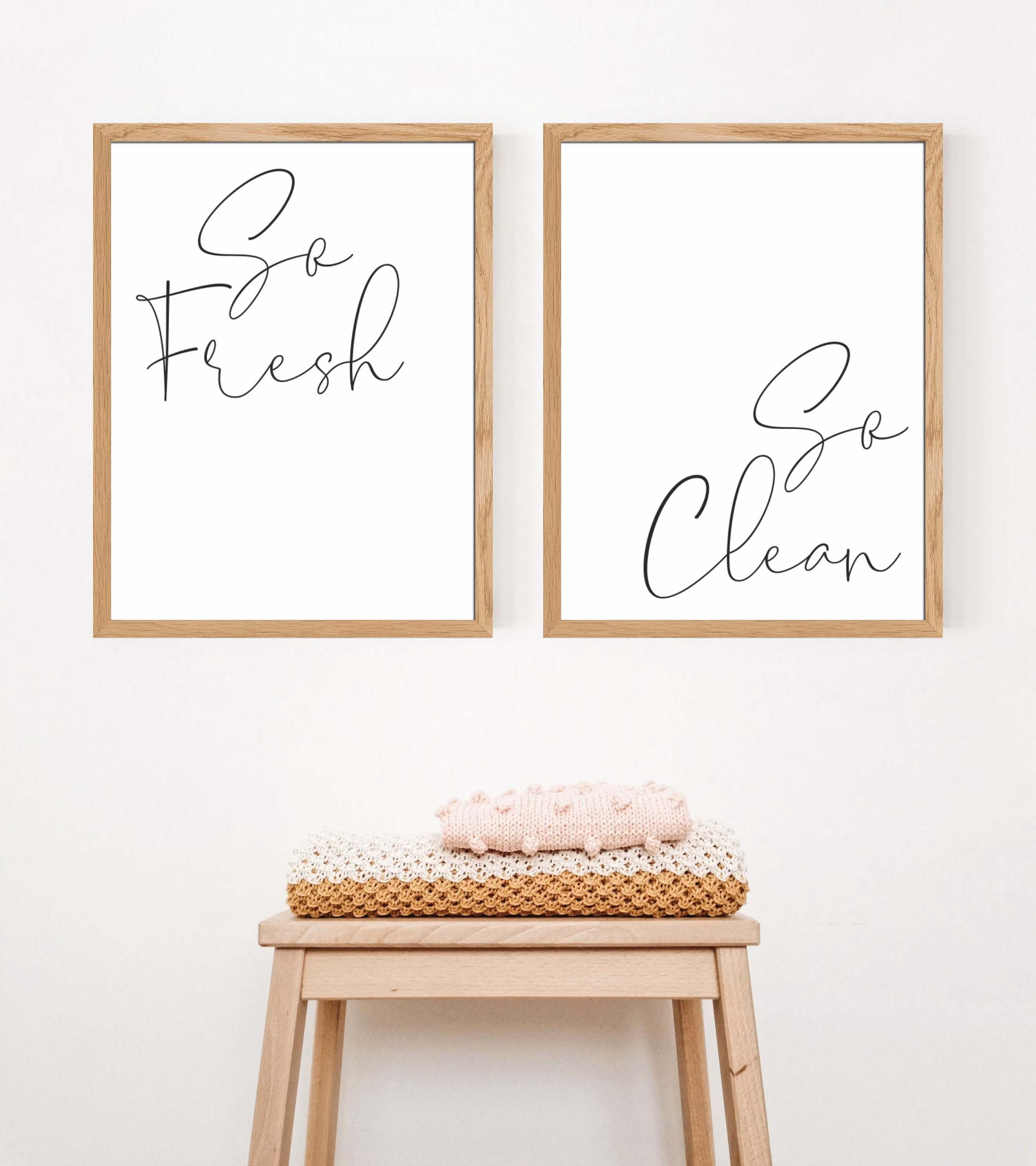 So Fresh so Clean Bathroom Printable Artwork Set of 2,minimal Bath ...