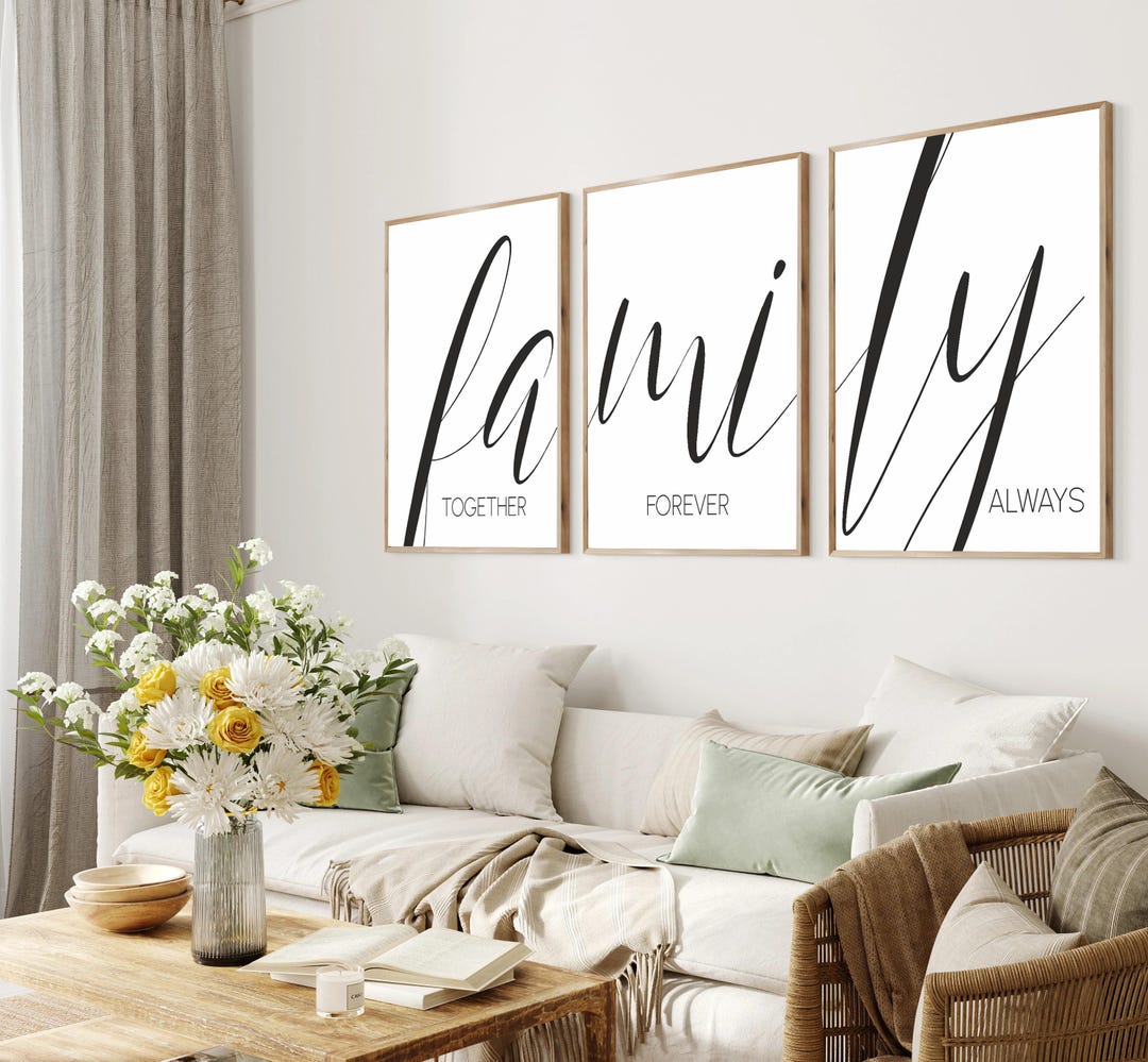 Family Forever Printable Wall Art Set: Living Room Decor (digital ...