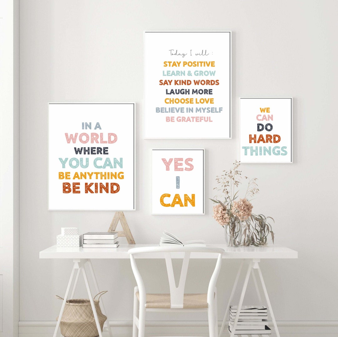 Kids Slogan/affirmation Boho Art Printable Set of 4,classroom/school ...