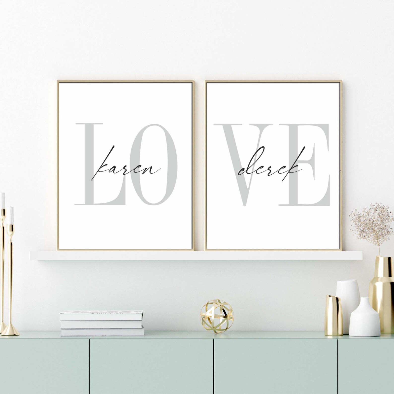 Personalised Couple Name Digital Files Set of 2couple Bedroom - Etsy