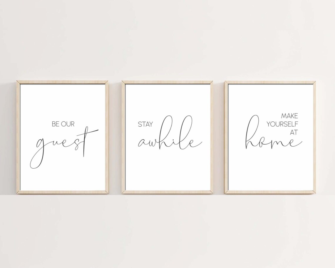 Guest Room Signs Printable Set of 3be Our Guest Stay Awhile - Etsy