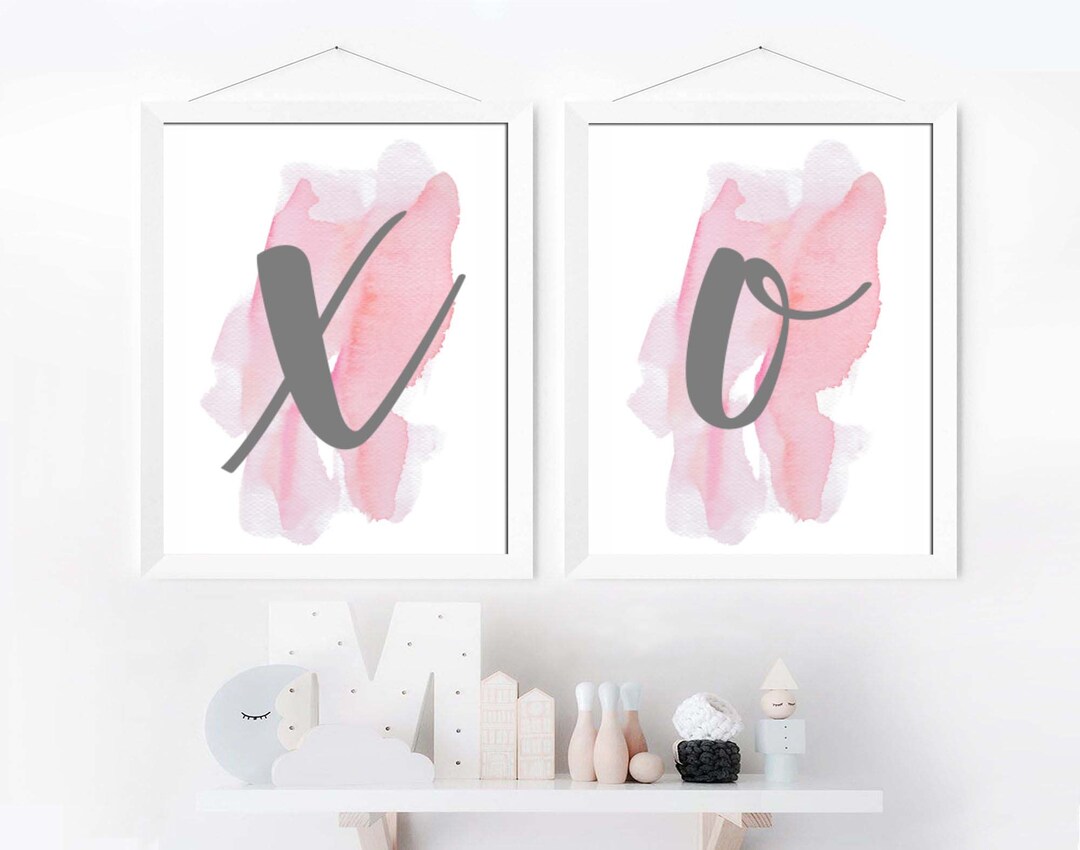 XO Pink Preppy Printable Poster of 2,fashion/salon Wall Art,couple ...