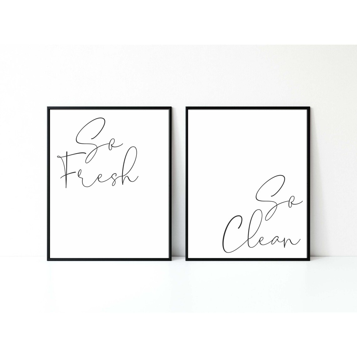 So Fresh so Clean Bathroom Printable Artwork Set of 2,minimal Bath ...