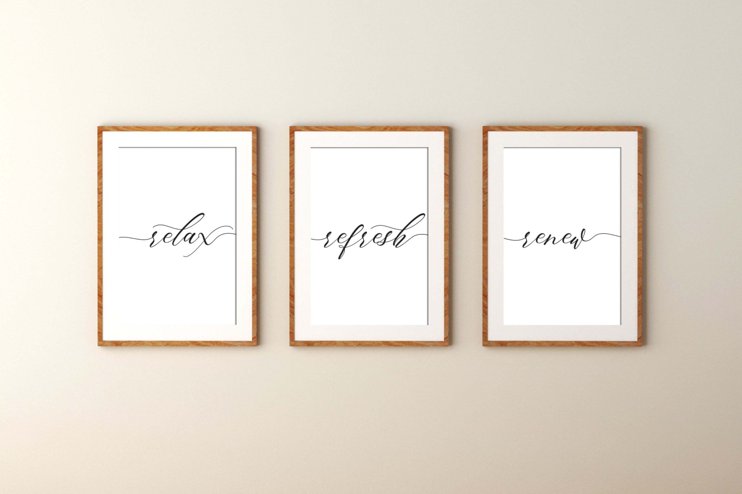 Relax Refresh Renew Bathroom Signs Printable Set of 3master | Etsy