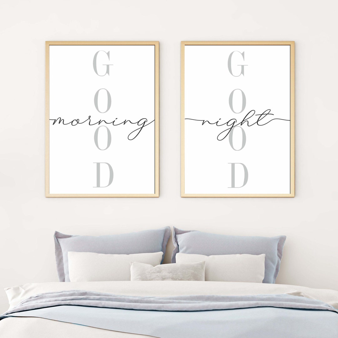 Good Morning Good Night Print Set: Bedroom Wall Art (digital Download ...