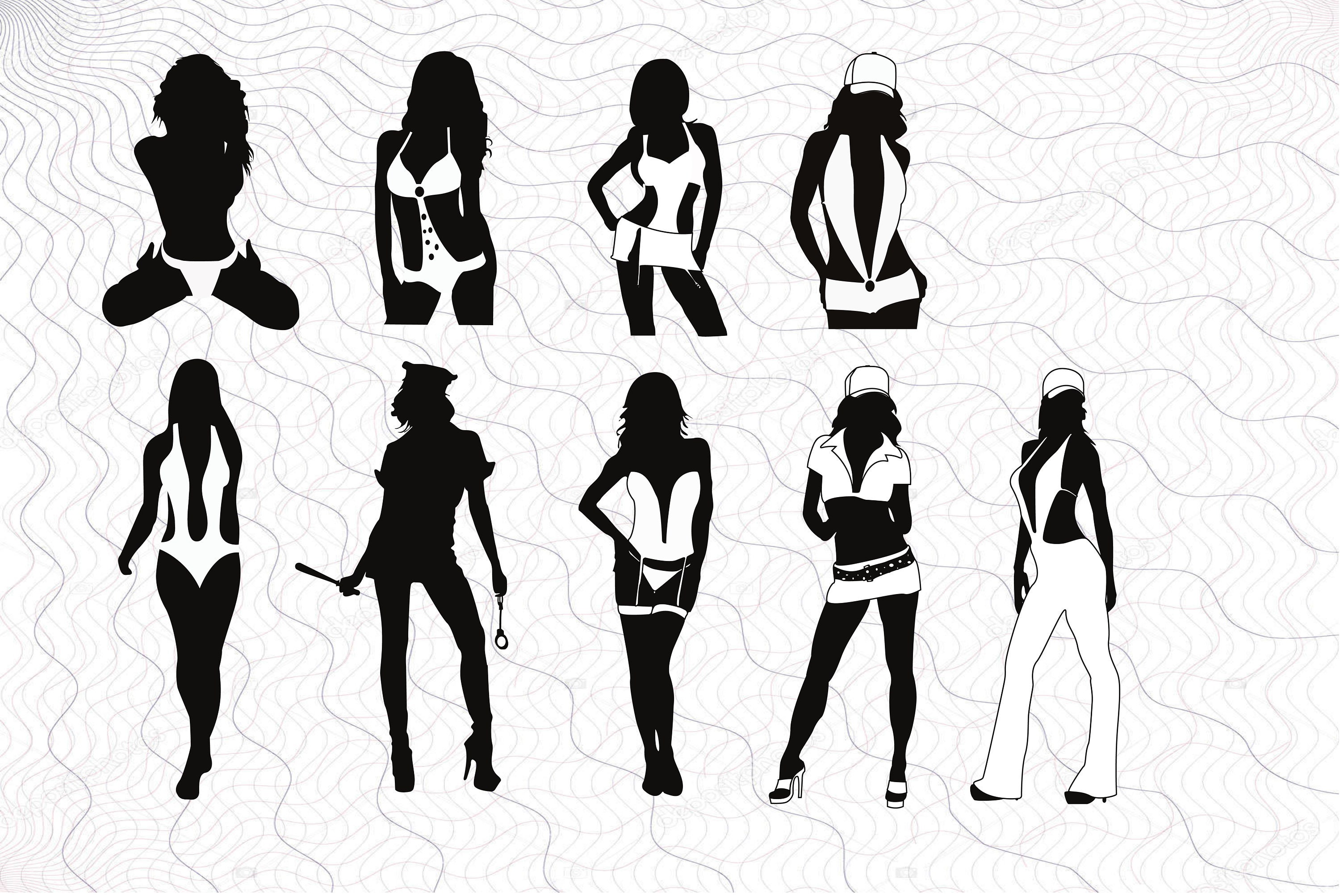 Sexy Girls Silhouettes Svg Bundle Clipart Sexy Girls Cut Etsy