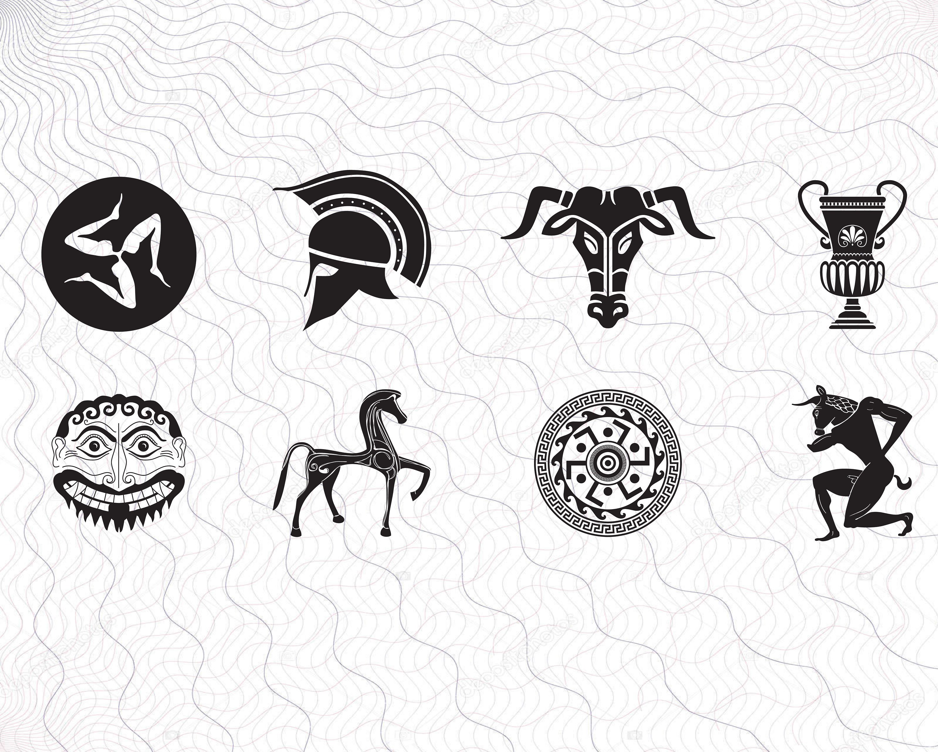 Ancient Greek Designs SVG Bundle Clipart Spartan Cut Files | Etsy