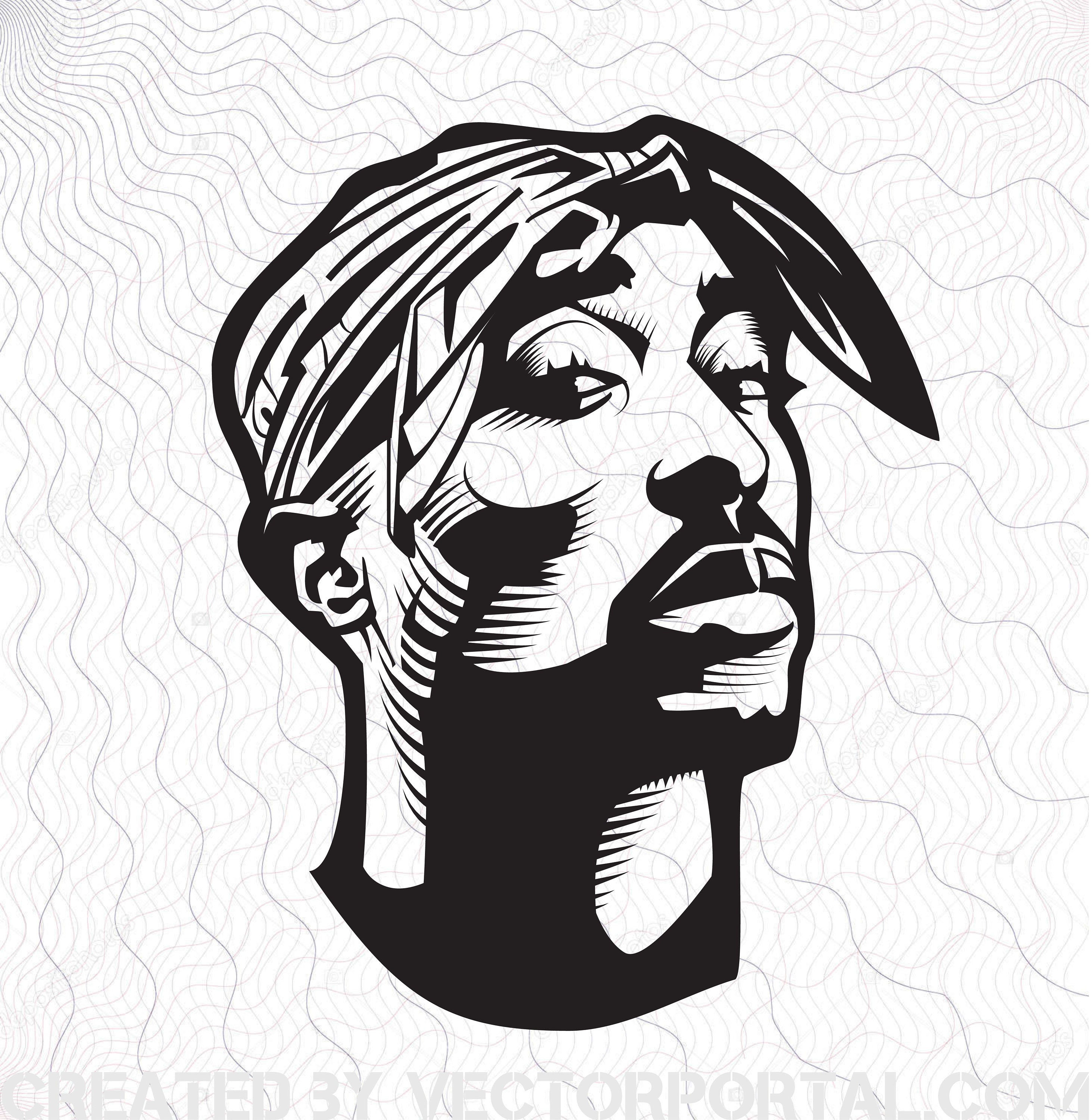 Tupac Shakur Portrait SVG Clipart Tupac Shakur Portrait Cut | Etsy