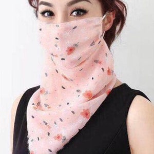 BANDANA FACE SCARF - Chiffon Face Mask - Gaiter Scarf Mask - Ear Loop ...