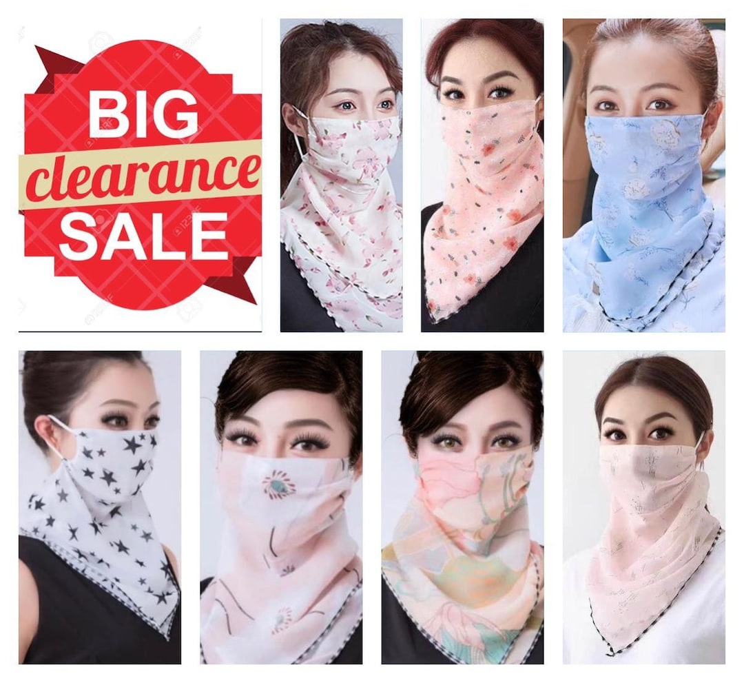 BANDANA FACE SCARF - Chiffon Face Mask - Gaiter Scarf Mask - Ear Loop ...