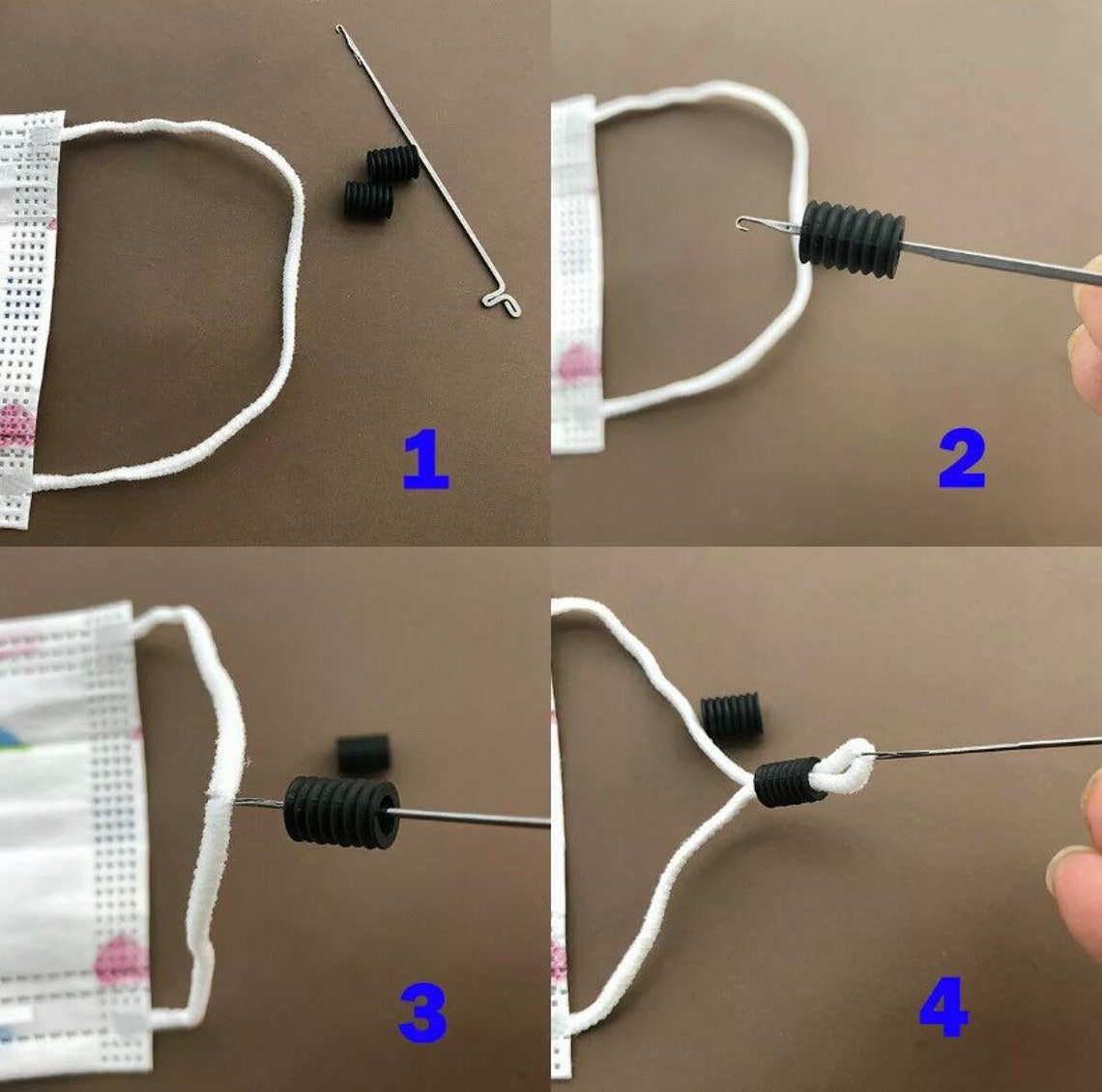Adjustable Buckle Stops Elastic Cord + 1 Crochet Hook, for DIY Mask ...