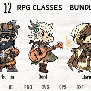 Dnd 12 RPG Classes Bundle Svg | Snowman Svg | DND Classes Svg | RPG ...