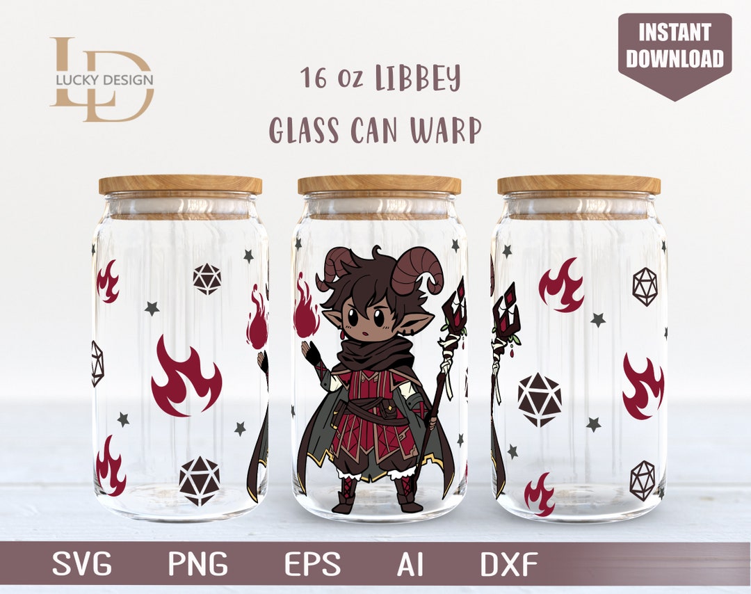Dnd Warlock Cute 16 Oz Libbey Glass Can Warp Svg | Rpg Game | Warlock ...