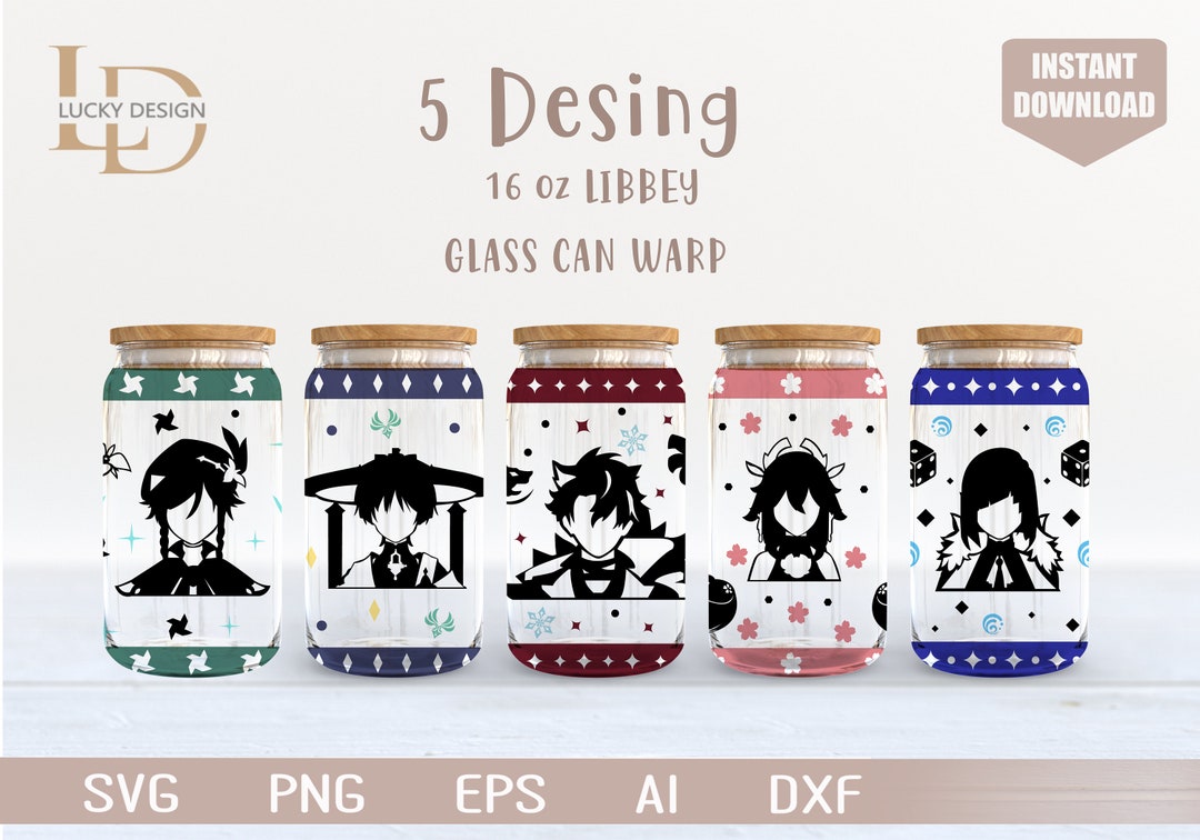 5 Anime Svg Bundle 16 Oz Glass Can Warp Libbey | Anime Svg |game SVG ...