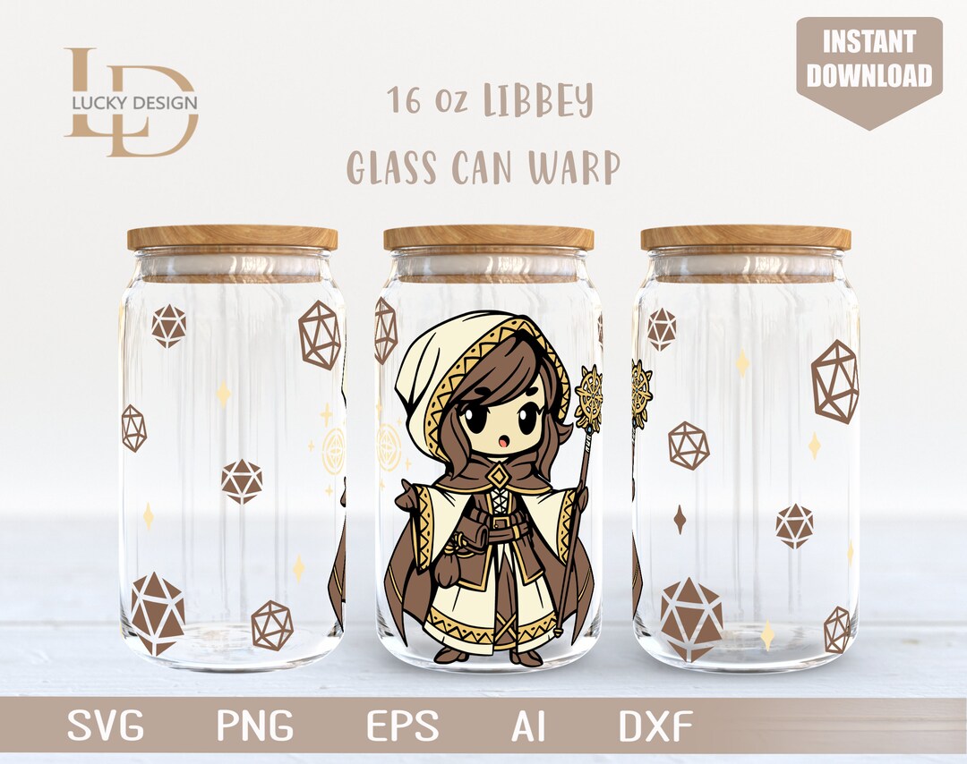 Dnd Cleric Cute 16 Oz and 20 Oz Libbey Glass Can Warp Svg | Rpg Game ...