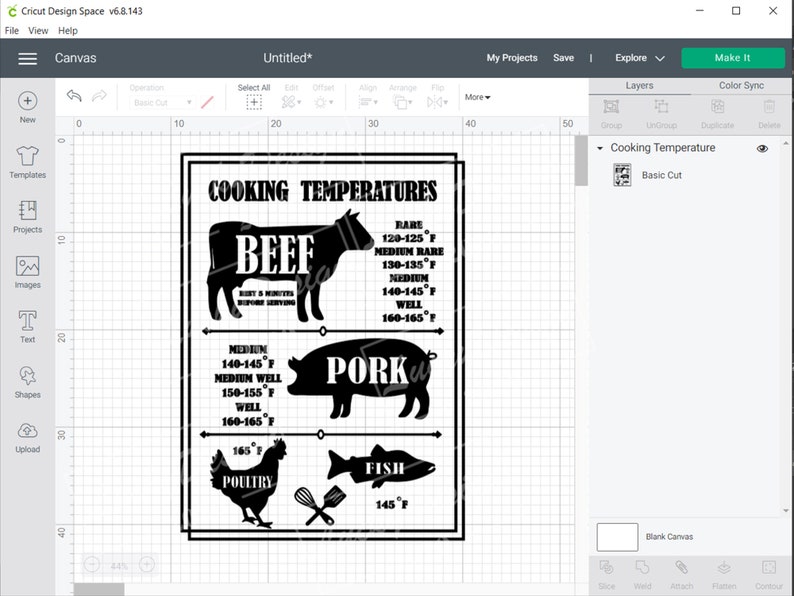 Cooking Temperature Svg, Cooking Temperarute Chart Svg, Glowforge ...