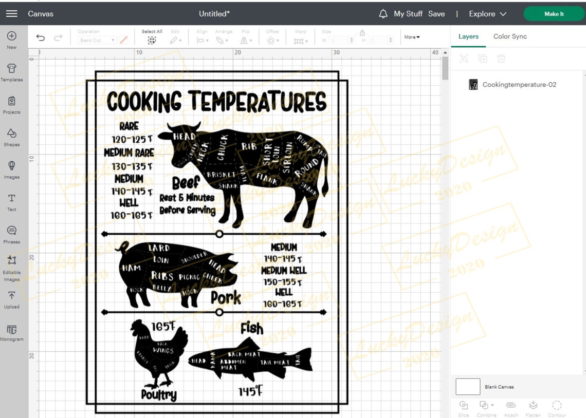 Cooking Temperature Svg | Cooking Chart Svg | Cuttingboard | Glowforge ...
