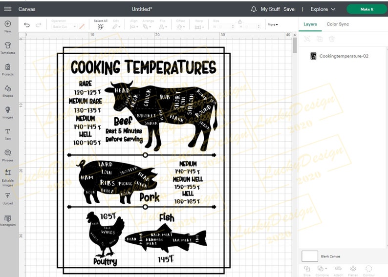 Cooking Temperature Svg | Cooking Chart Svg | Cuttingboard | Glowforge ...
