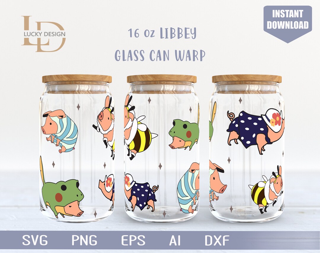 Pig Svg 16 Oz Glass Can Warp Libbey | Pig Svg | Cute Pig Svg | Funny ...