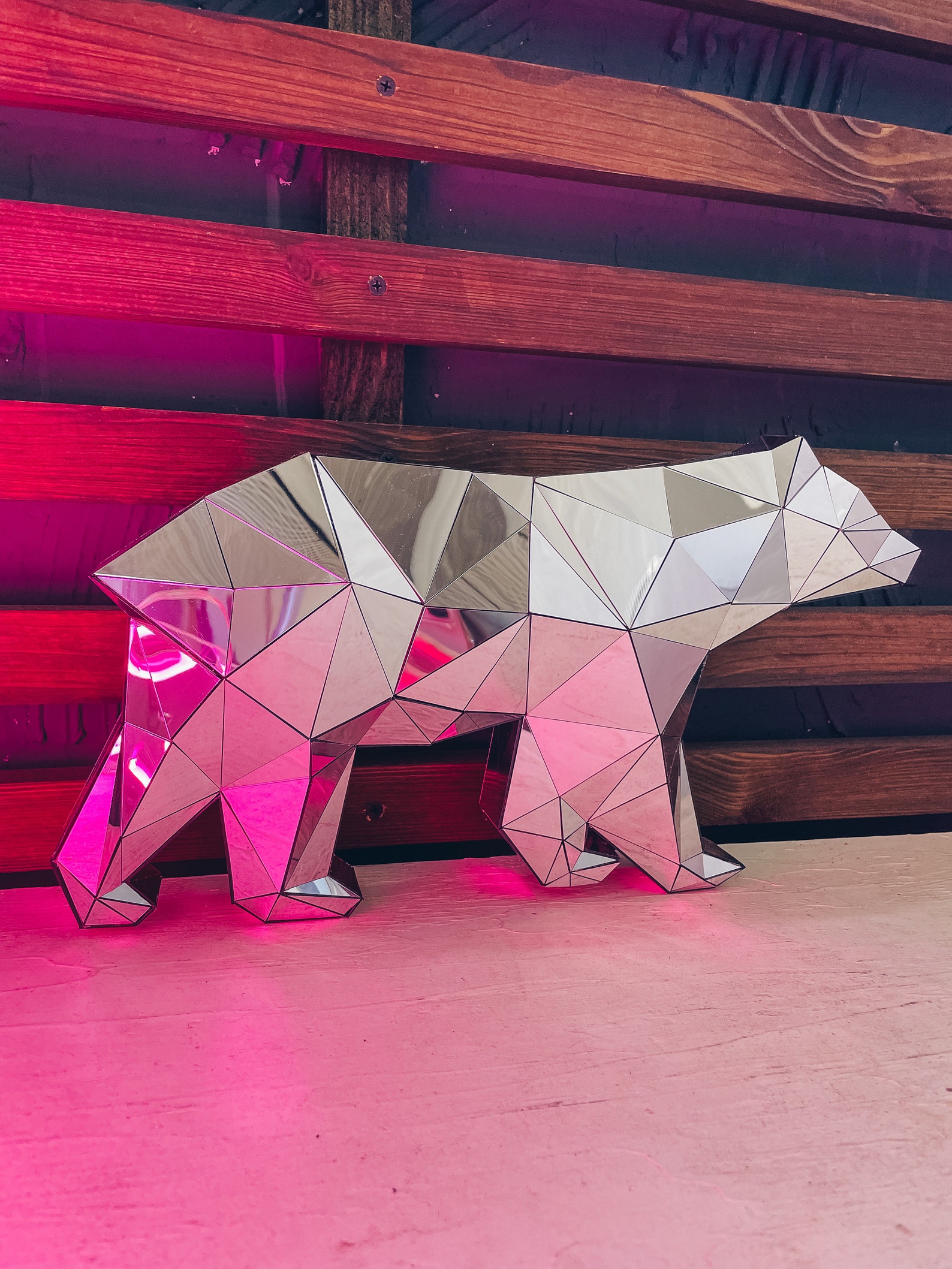 Low Poly Bear Wall Art Wall Decoration Mirror Silver Bear - Etsy