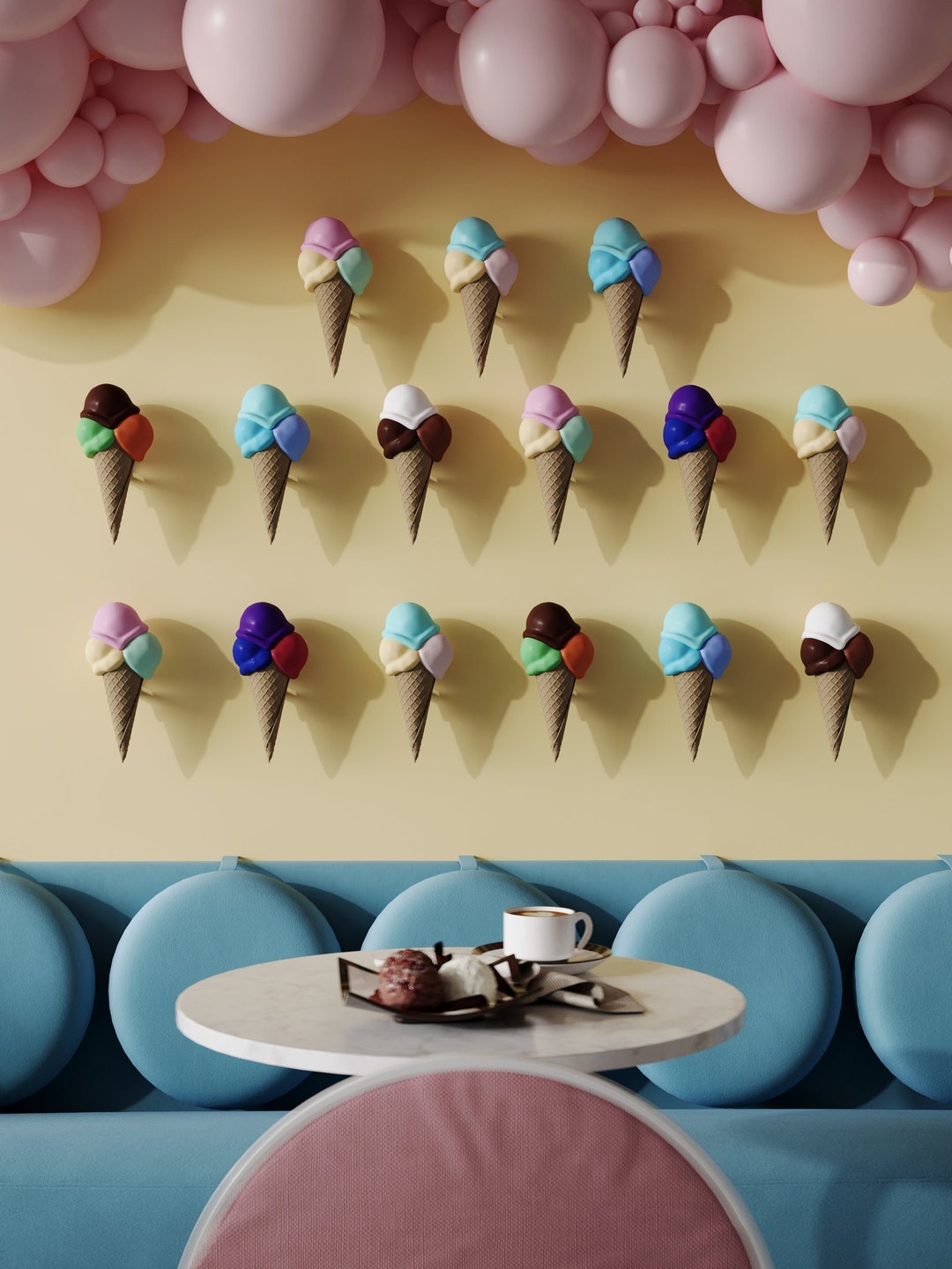 Set of Fake Gelato for Wall Decoration, Prop Ice Cream Decor With ...