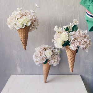 Artificial Flower Ice Cream Cone, Floral Arrangement Decor - Etsy