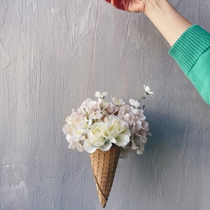Artificial Flower Ice Cream Cone, Floral Arrangement Decor - Etsy