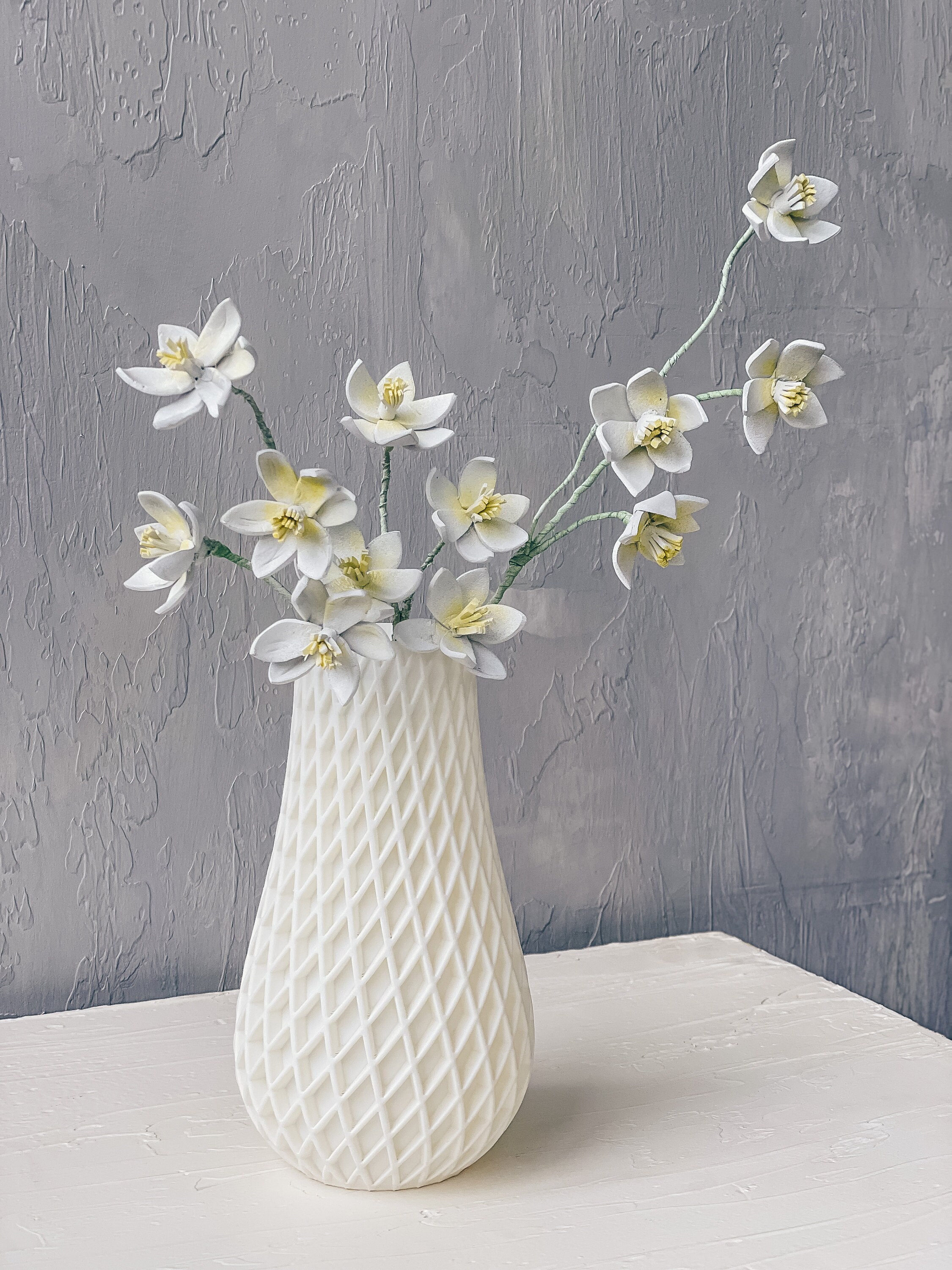 3D Printed Vase With Spring Flowers, Vase With Handmade Flowers - Etsy