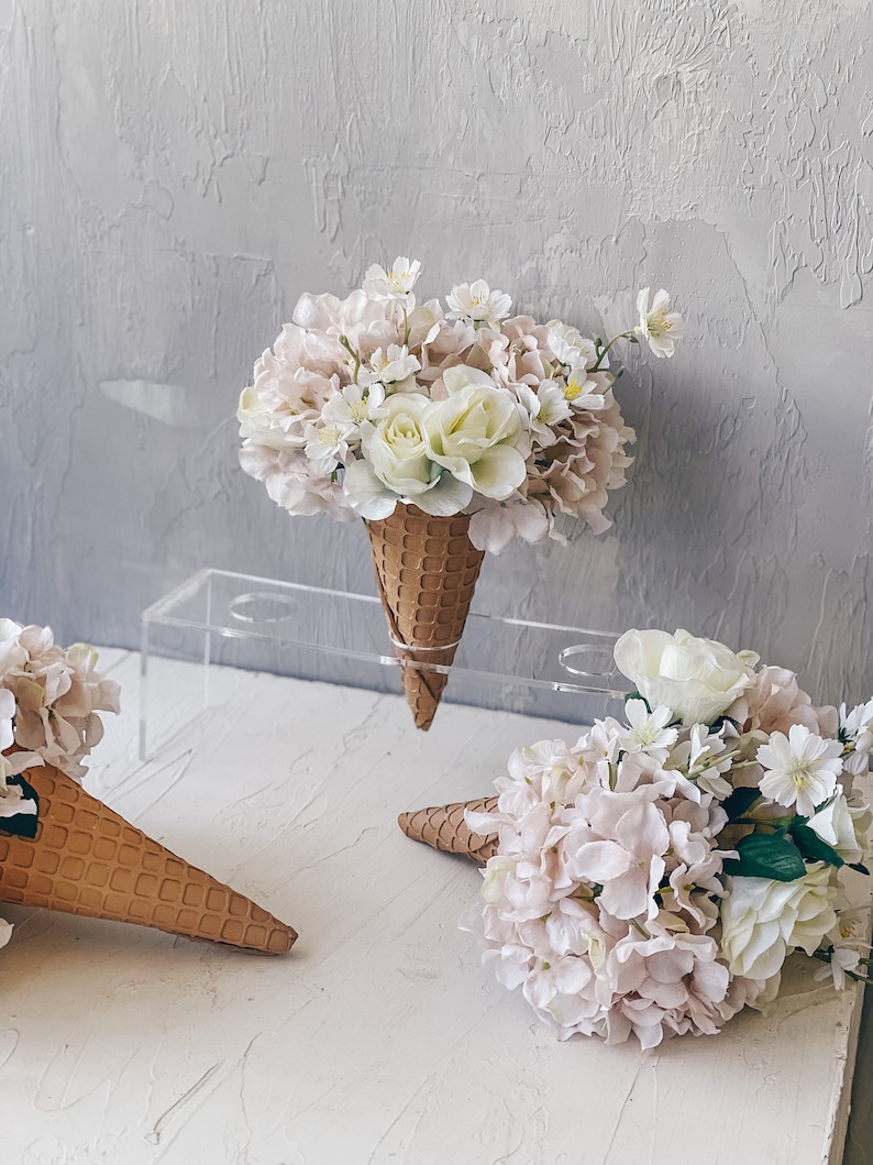 Artificial Flower Ice Cream Cone, Floral Arrangement Decor - Etsy