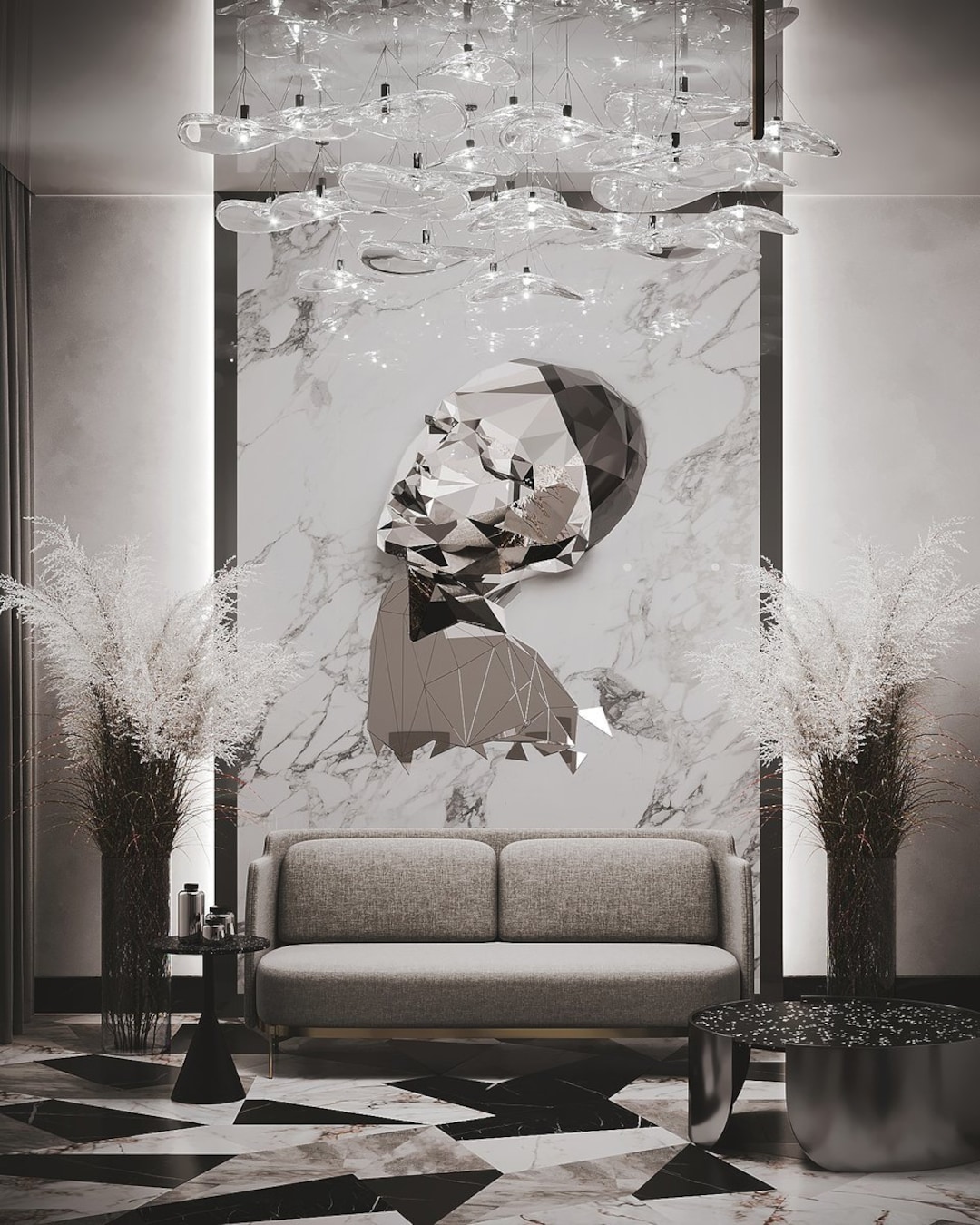 Low Poly Art, Low Poly Mirror Woman, 3D Printed Wall Art, Woman's Bust ...