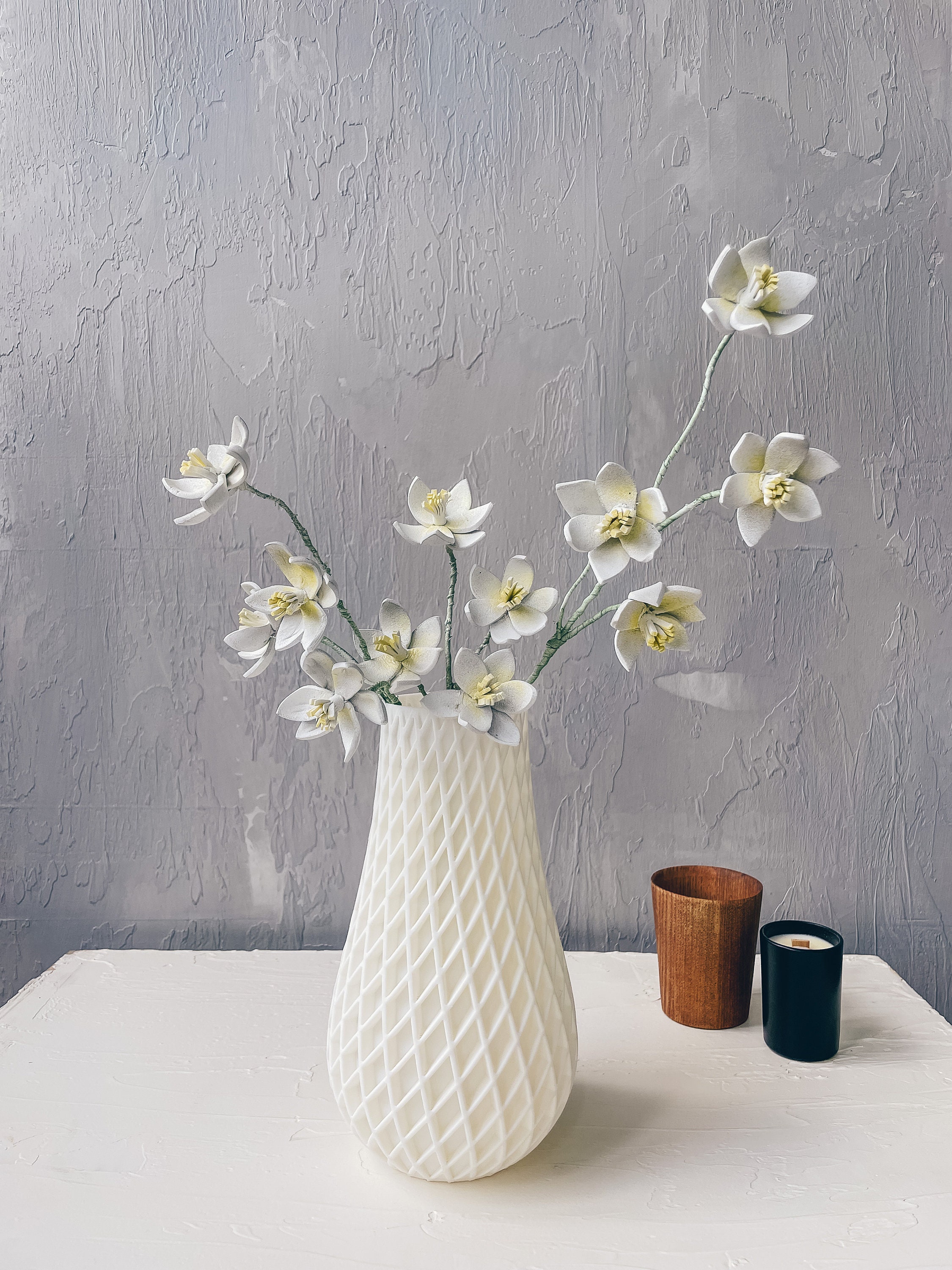 3D Printed Vase With Spring Flowers, Vase With Handmade Flowers - Etsy