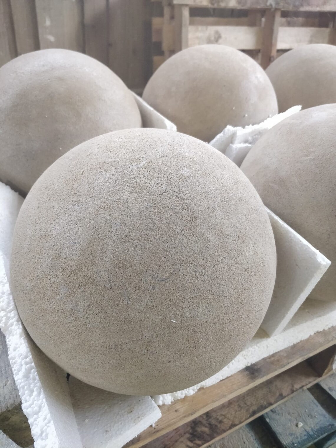 Stone Ball Hand carved natural stone sphere garden ornament | Etsy