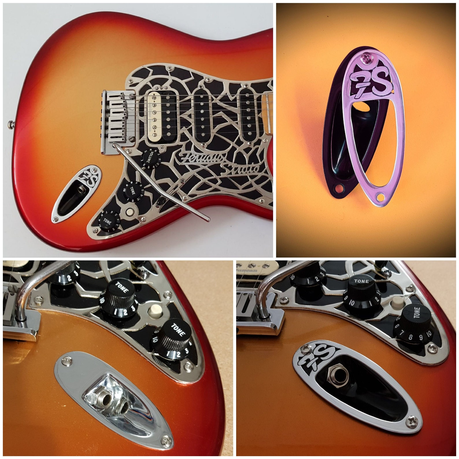 Jack Plate BLACK Stratocaster With SILVER Plate Custom Metal - Etsy