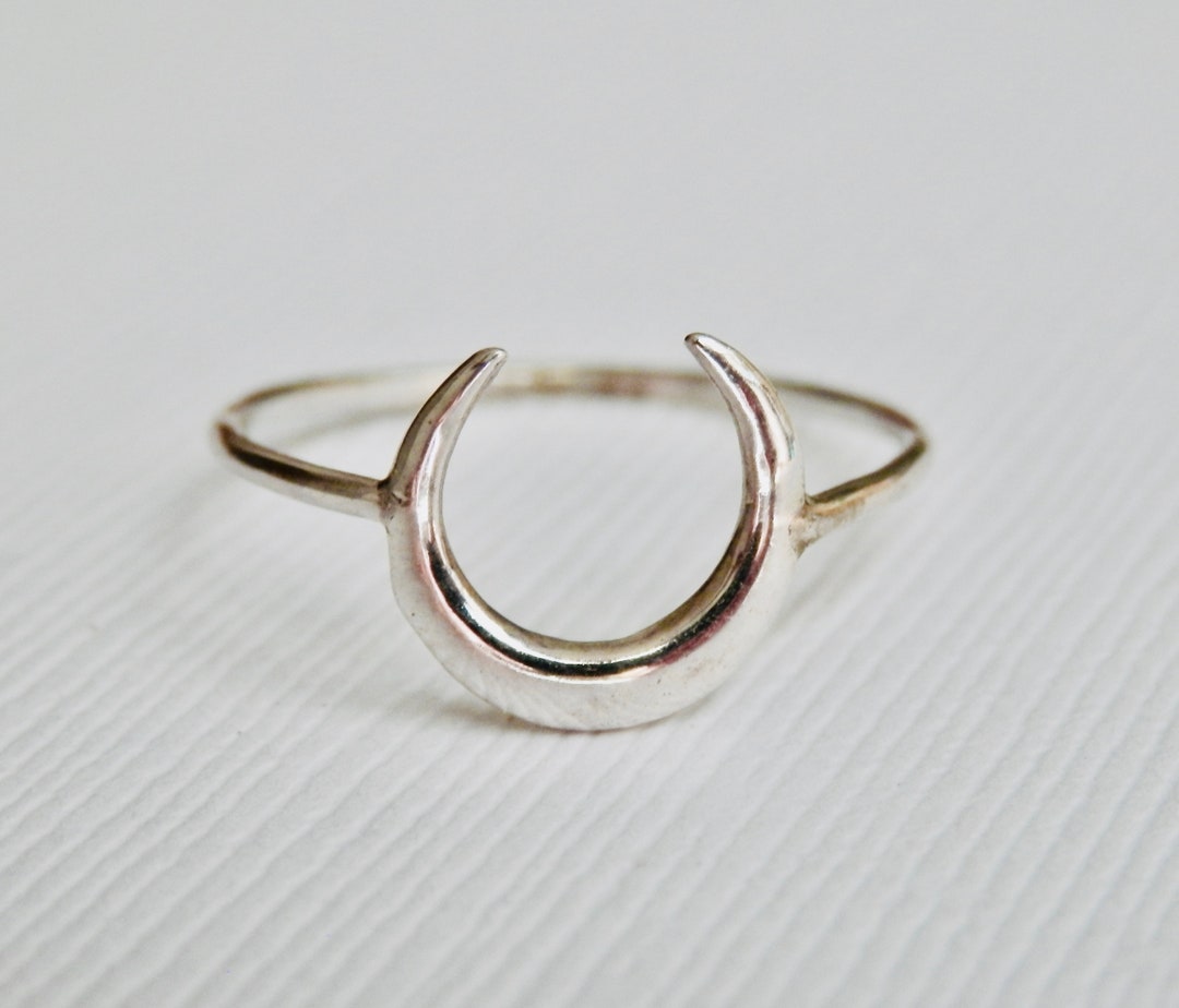 Sterling Silver Midi Ring Inverted Moon Luna 925 Stackable - Etsy