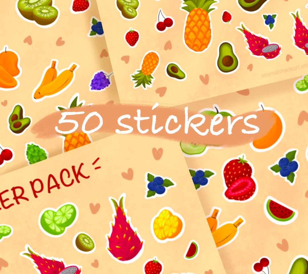 Digital Printable Fruit Stickers, Journal Sticker, Cute Stickers for ...