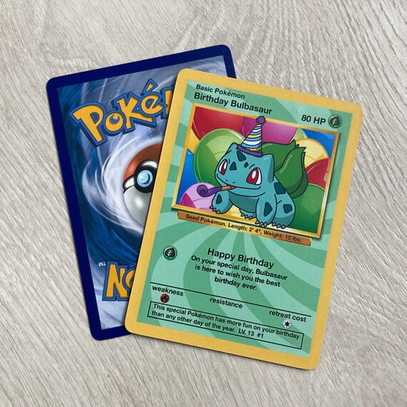 Custom Bulbasaur Birthday Pokemon Card | Etsy