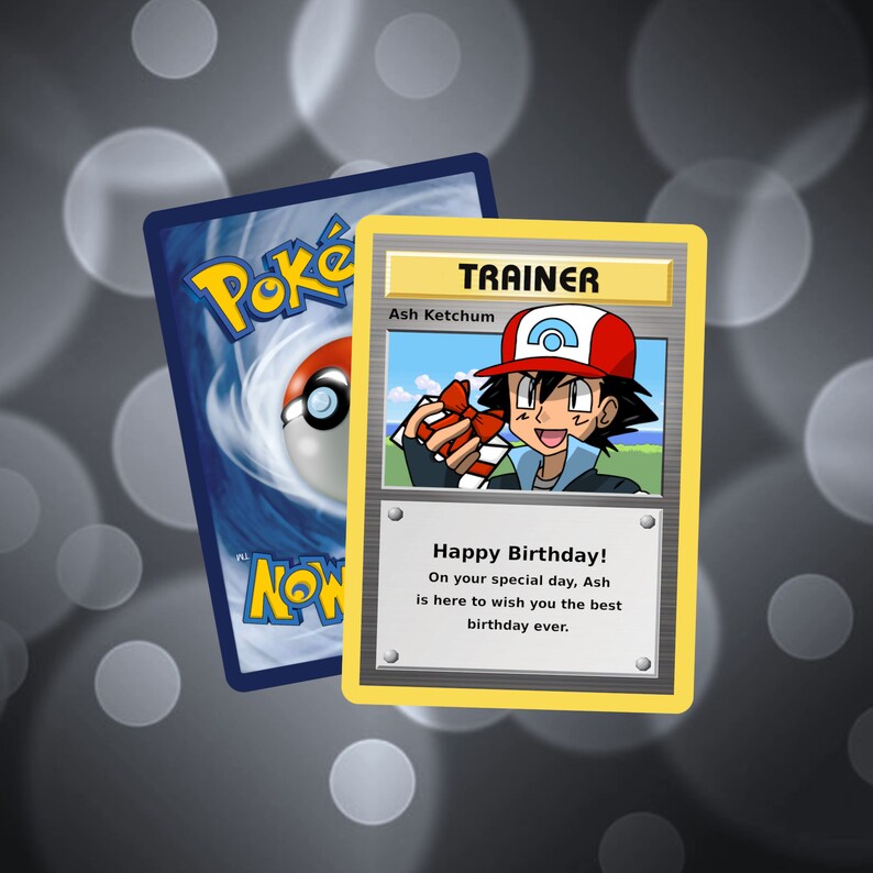 Custom Ash Trainer Birthday Pokemon Card. - Etsy