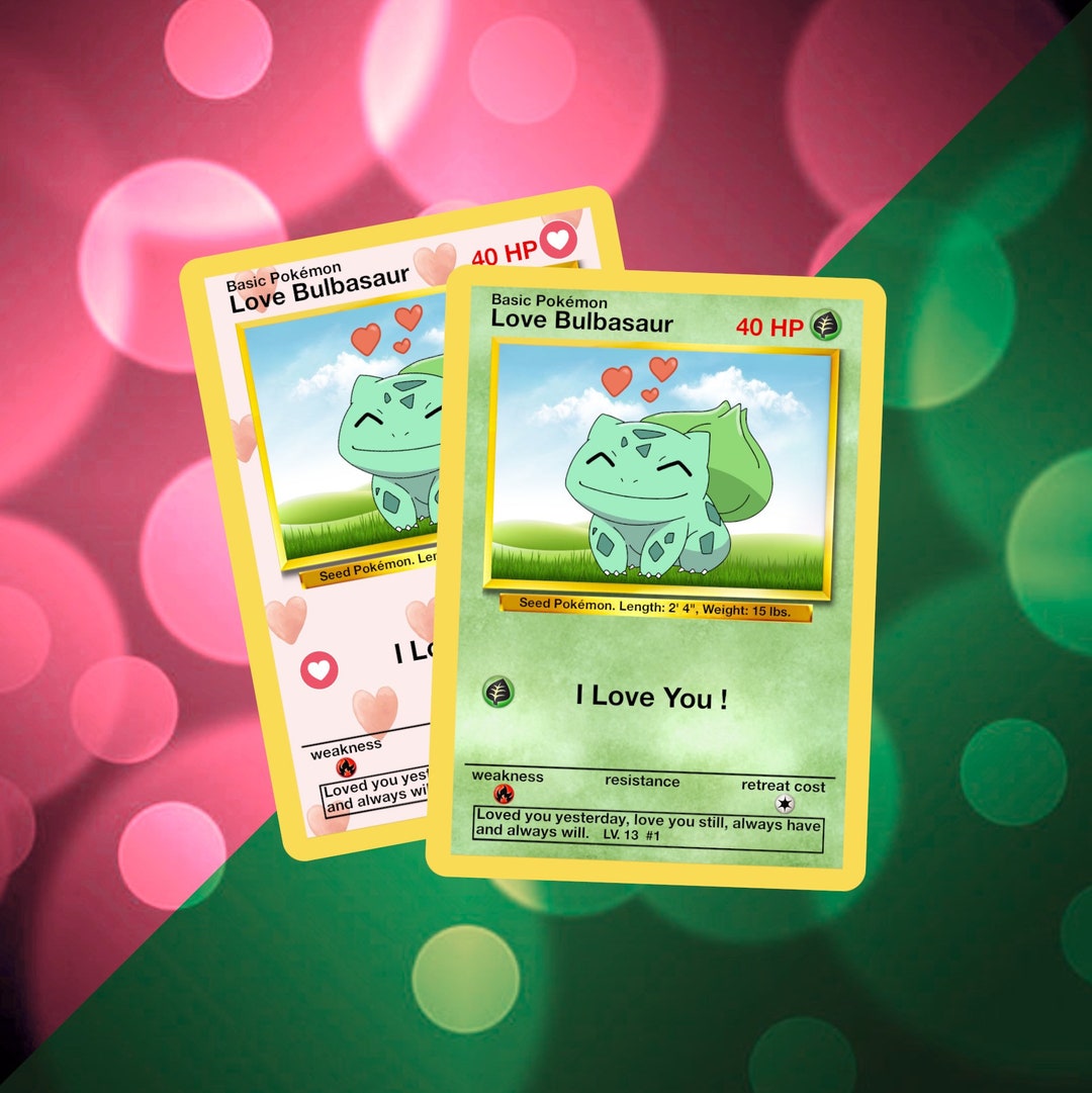 Custom Bulbasaur I Love You Pokemon Card - Etsy