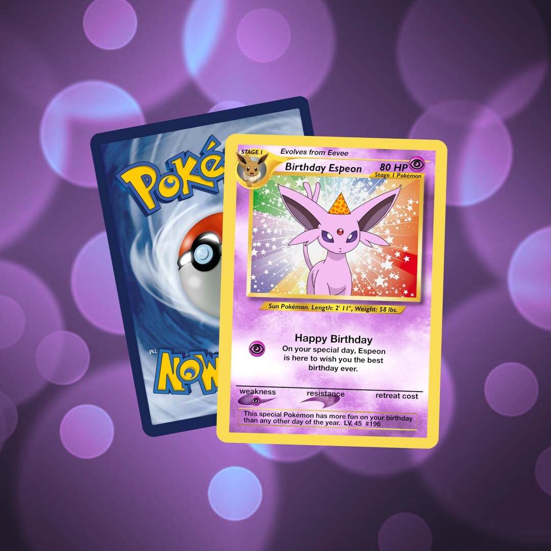 Custom Espeon Happy Birthday Card - Etsy