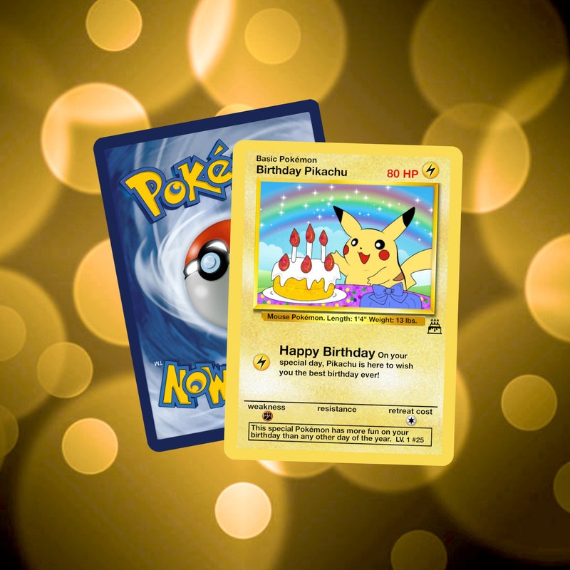 Gold Pikachu Card - Etsy