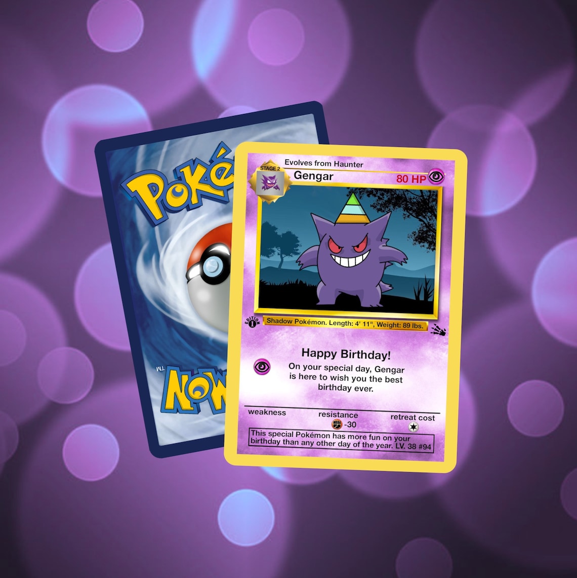 Custom Gengar Happy Birthday Pokemon Card - Etsy