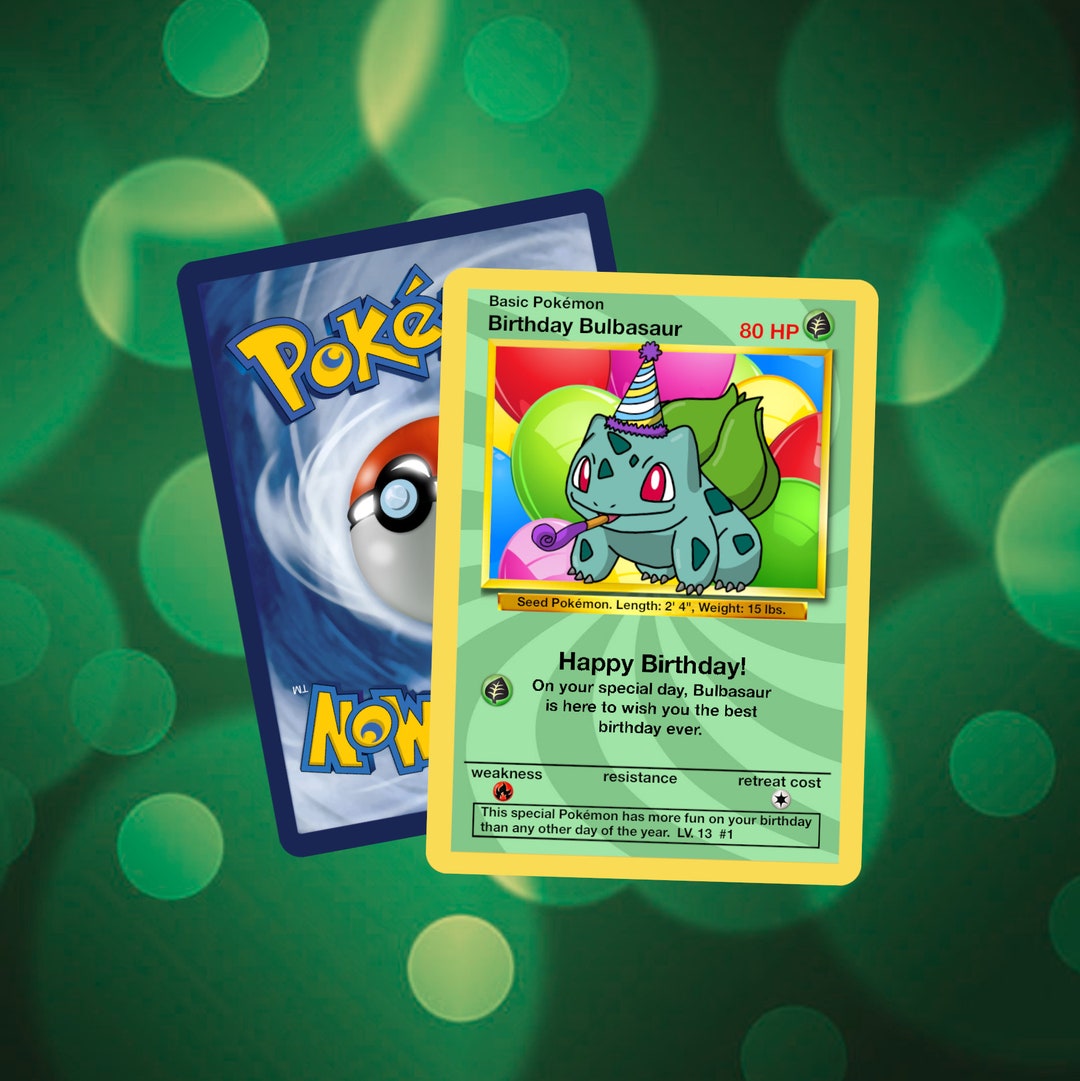 Custom Bulbasaur Birthday Pokemon Card - Etsy