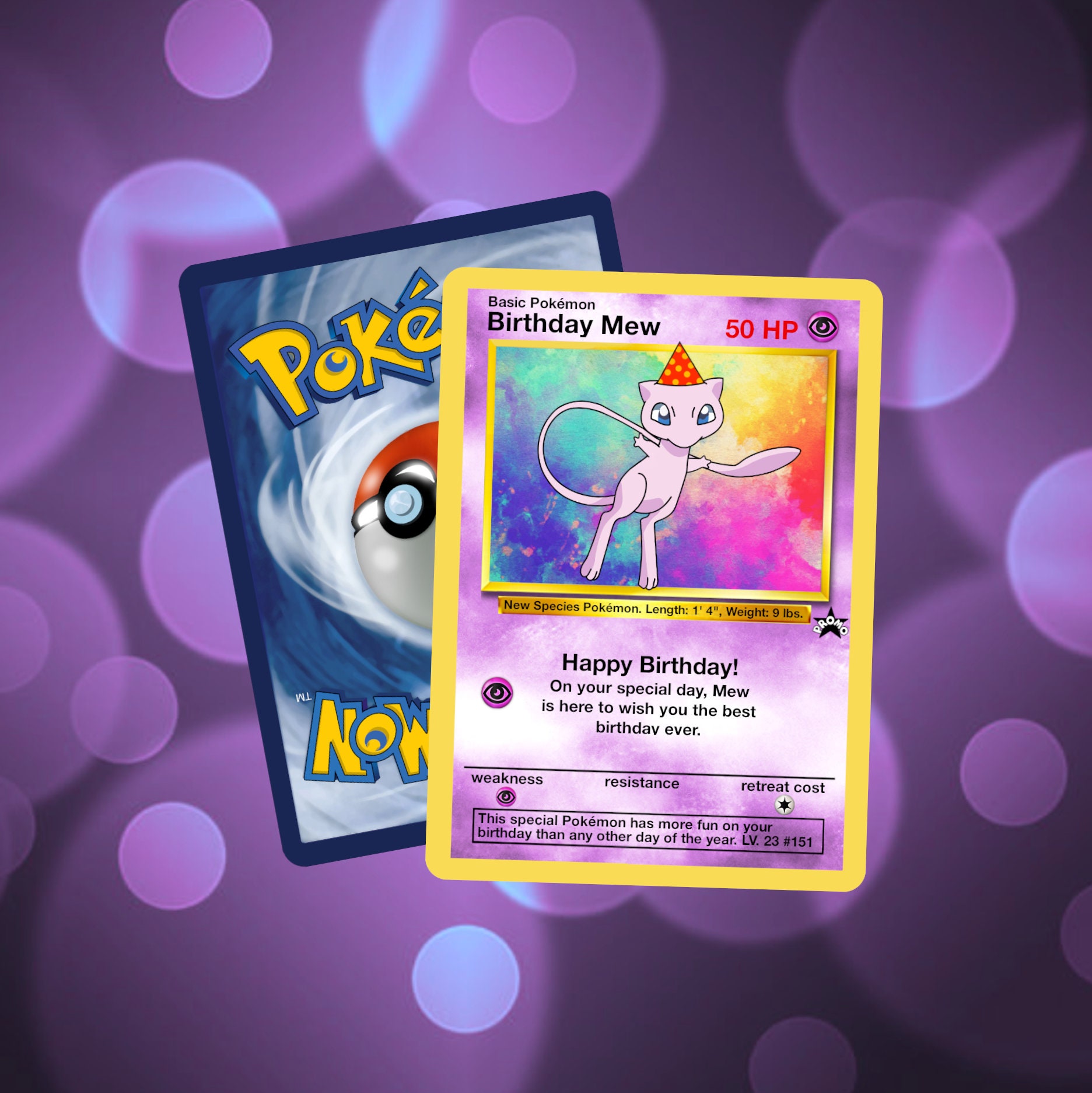 Custom Mew Pokemon Birthday Card - Etsy